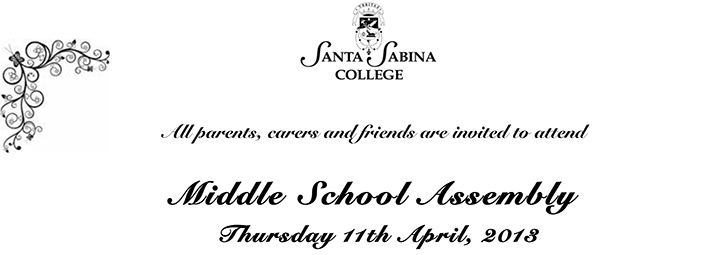Middle School Assembly Invitation | Santa Sabina College